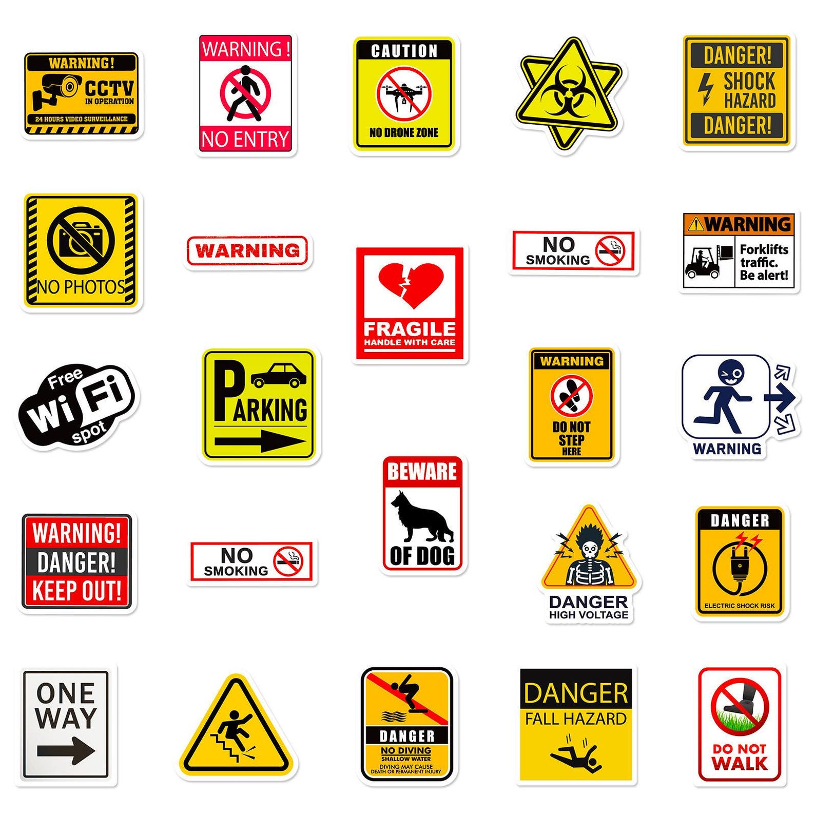 50pcs Danger Warning Sticker Pack Colorful Vinyl Stickers Guitar Notes ...