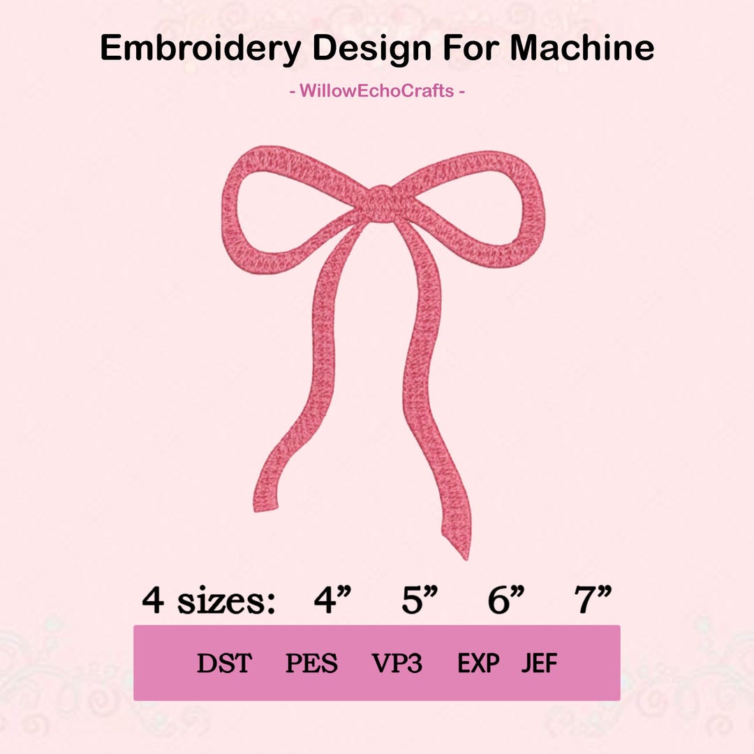 Mini Bow Embroidery Design, Coquette Bow (4 Sizes) (digital Download ...