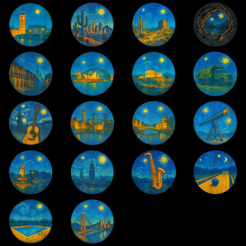 Starry Night Scene PNG, Van Gogh Vintage Retro Art Clipart for Decor ...