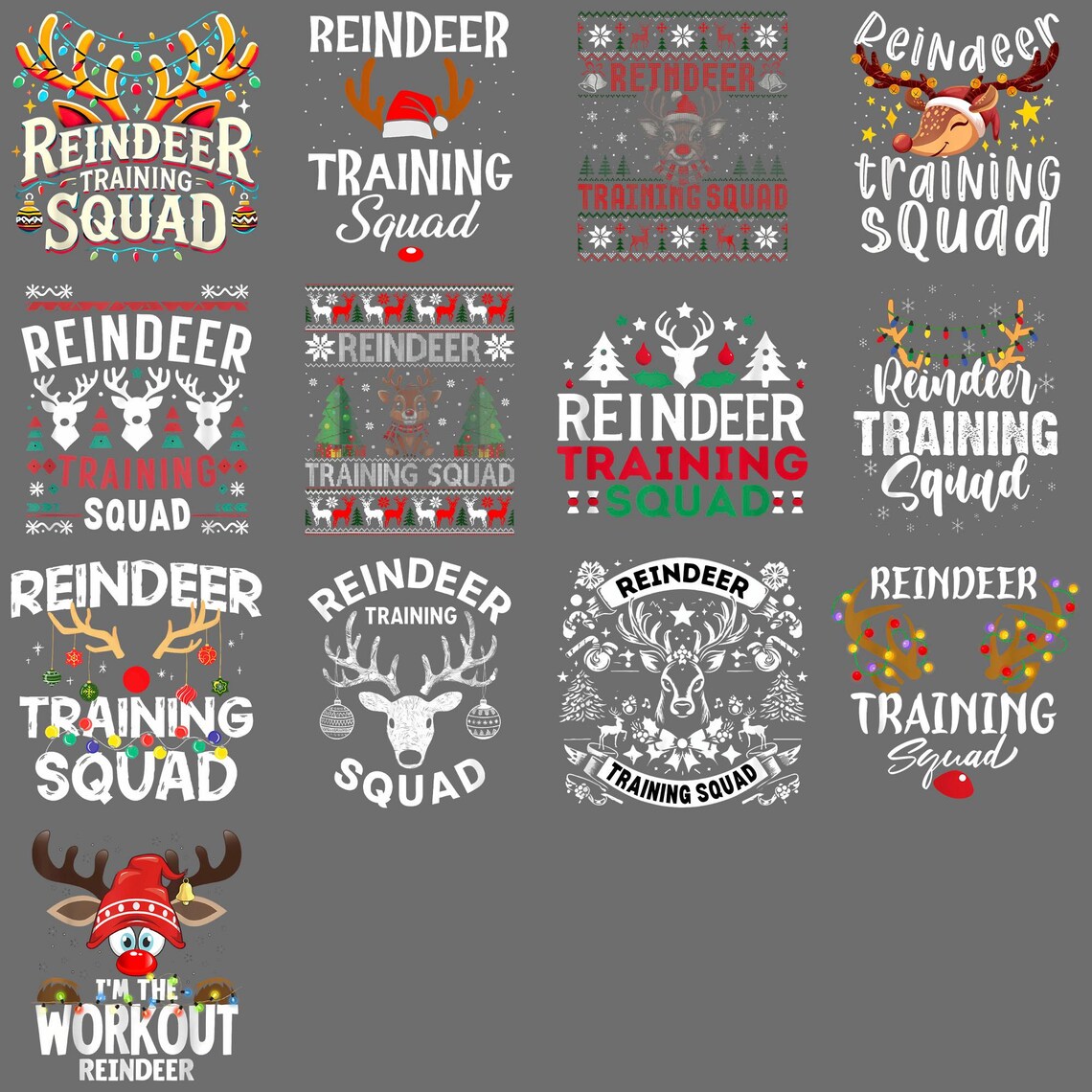 Reindeer Training Squad Christmas PNG – Funny Holiday Sports Clipart ...