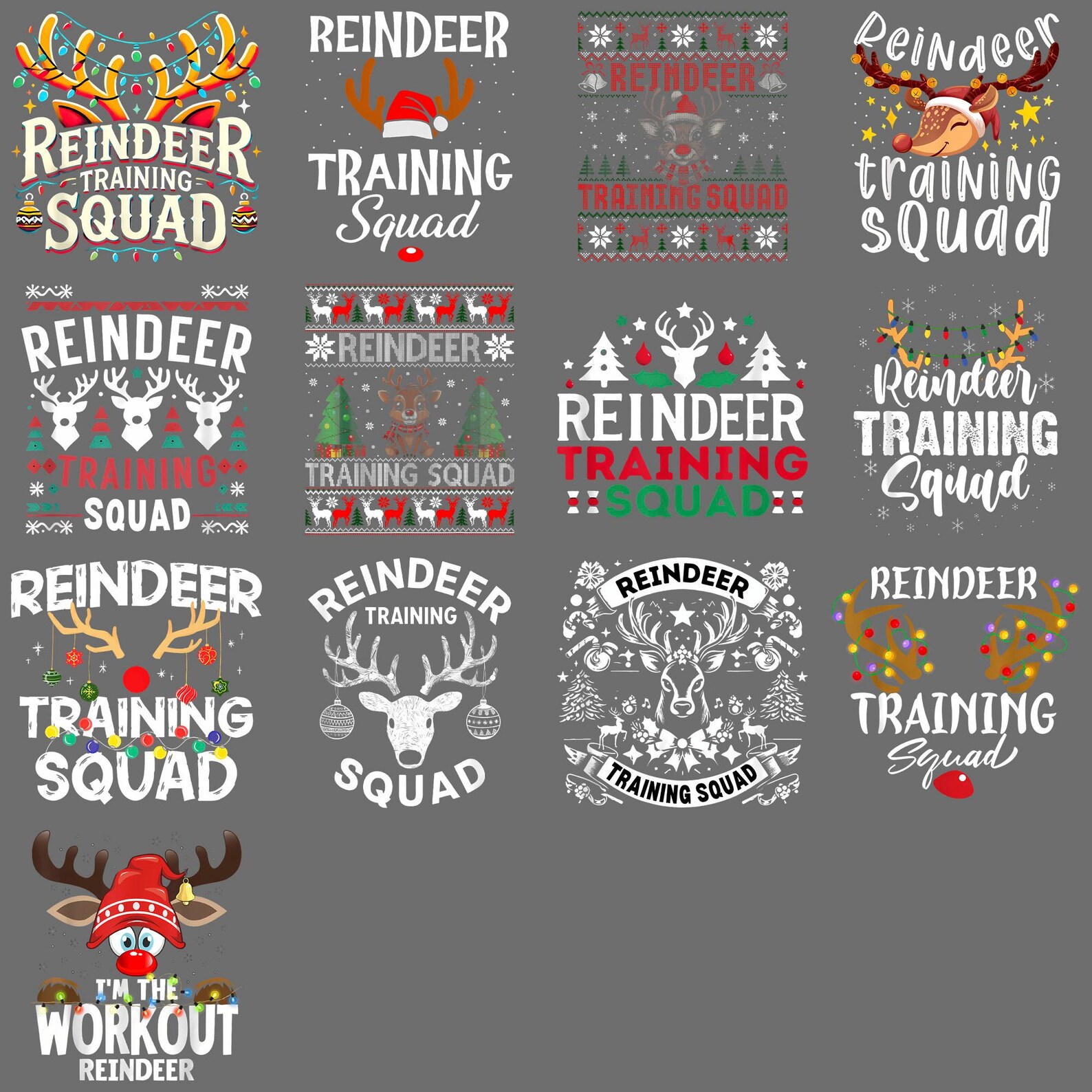 Reindeer Training Squad Christmas PNG – Funny Holiday Sports Clipart ...