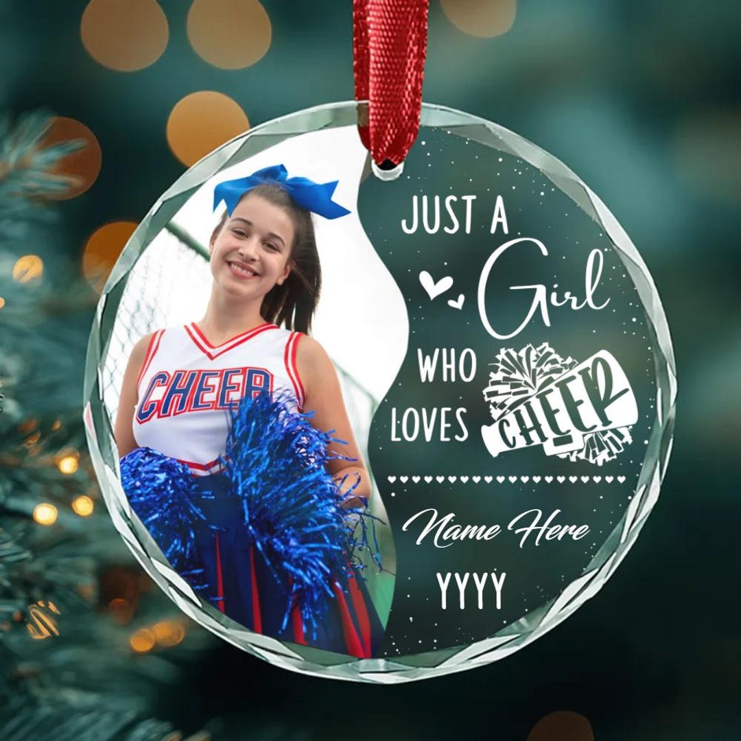 Personalized Cheerleader Glass Ornament, Just A Girl Who Loves Cheer ...