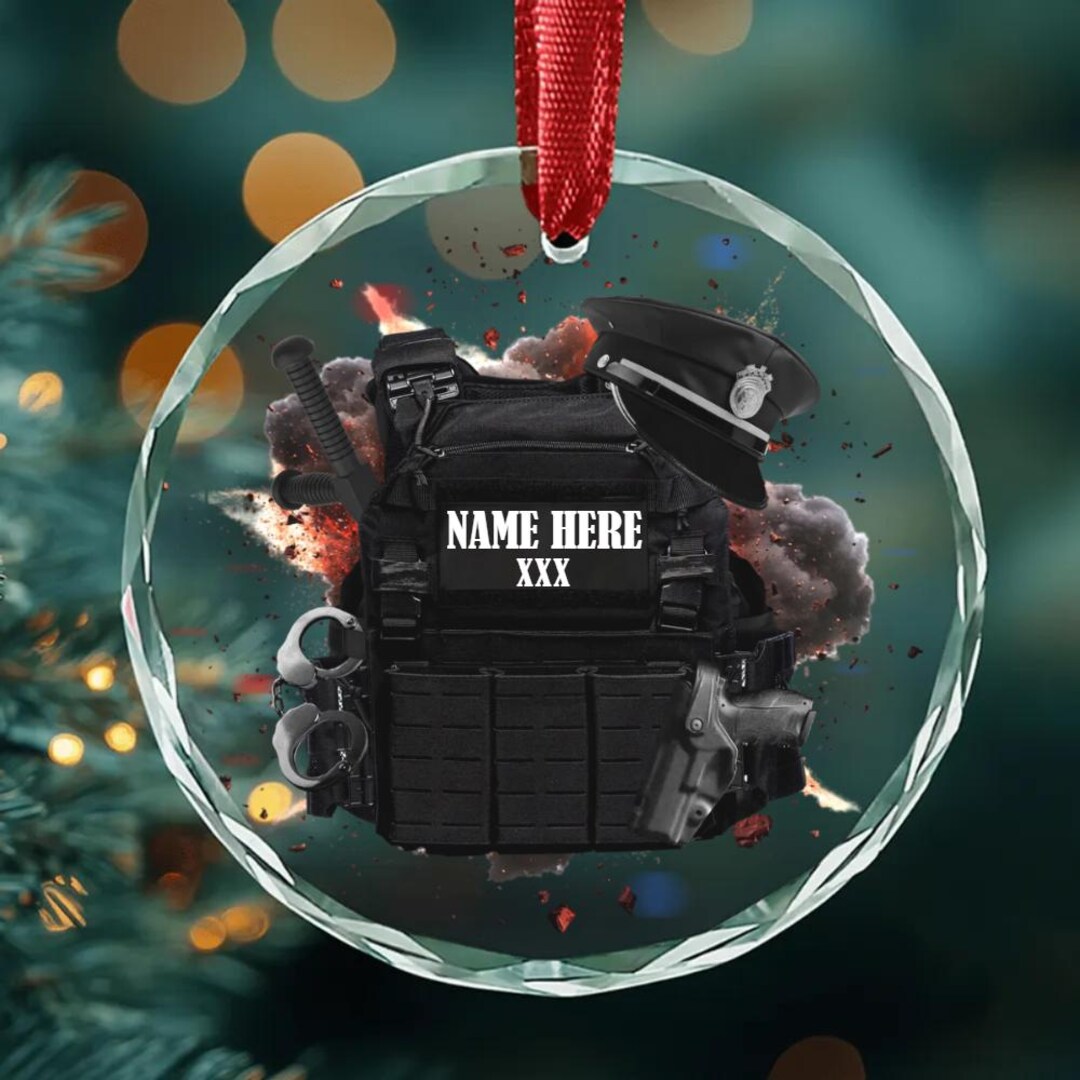 Custom American Police Uniform Glass Ornament, Police Outfit Ornament ...