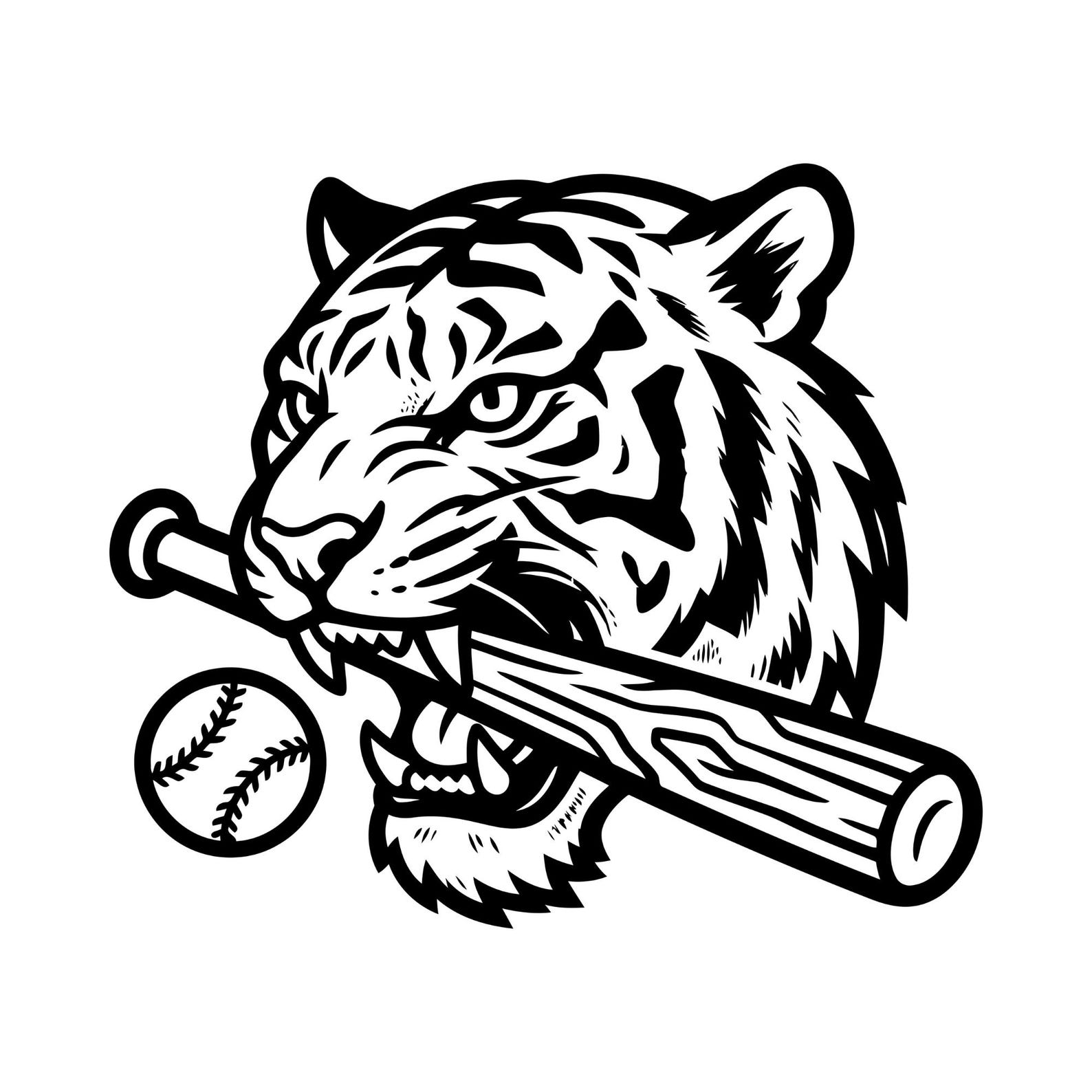 Tiger Baseball Svg, Tiger Hitting Homerun Svg, Vector Graphic, Tigers ...