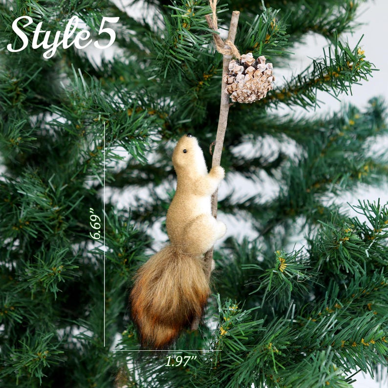 Felt Squirrel Ornaments | Cute Wool Forest Animals | Christmas Tree ...