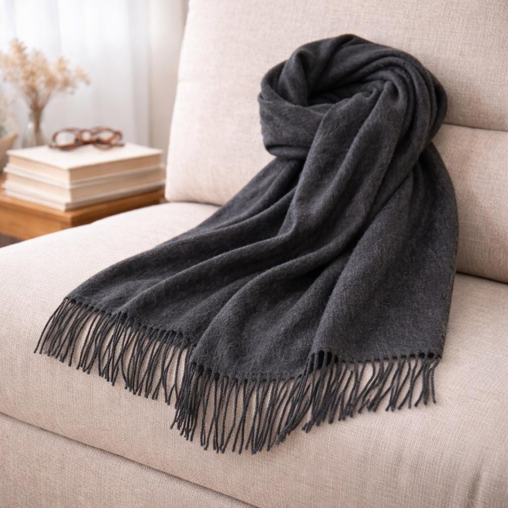 100% Pure Wool Scarf, Handmade Soft Natural Wool Winter Scarf ...