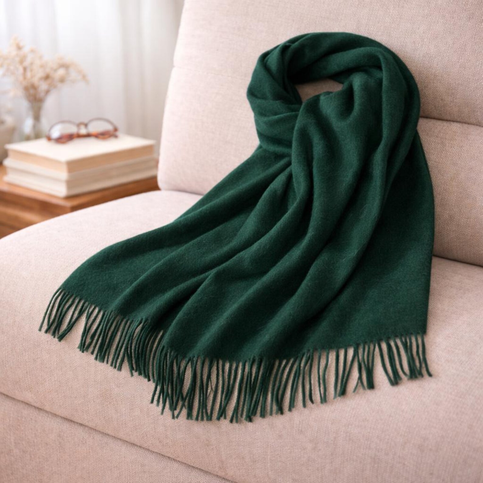 100% Pure Wool Scarf, Handmade Soft Natural Wool Winter Scarf ...