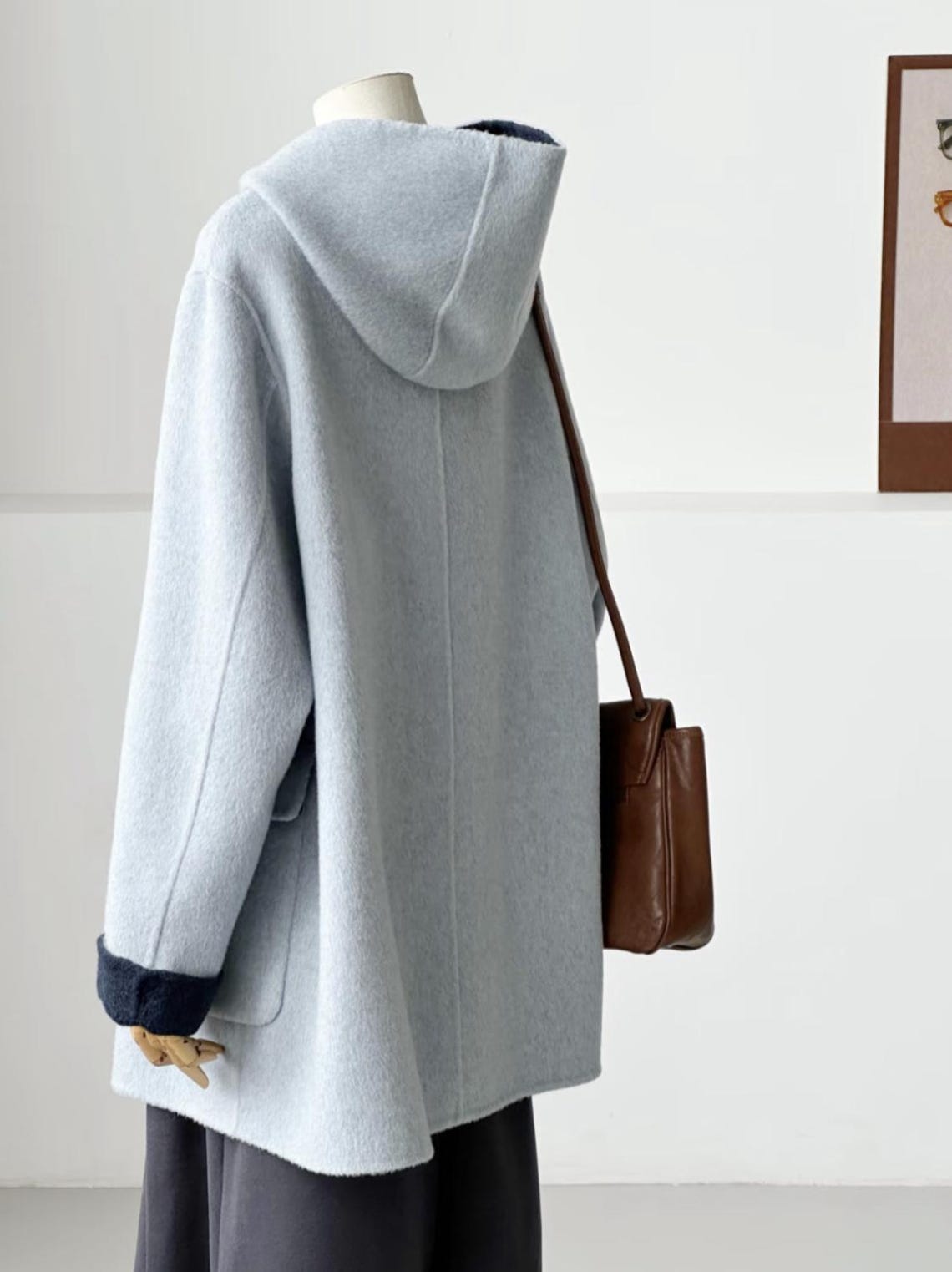 Two-tone Wool Jacket With Mittens-blue Brown Chestnut Jacket, More ...