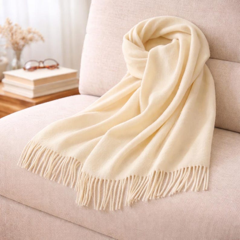 100% Pure Wool Scarf, Handmade Soft Natural Wool Winter Scarf ...