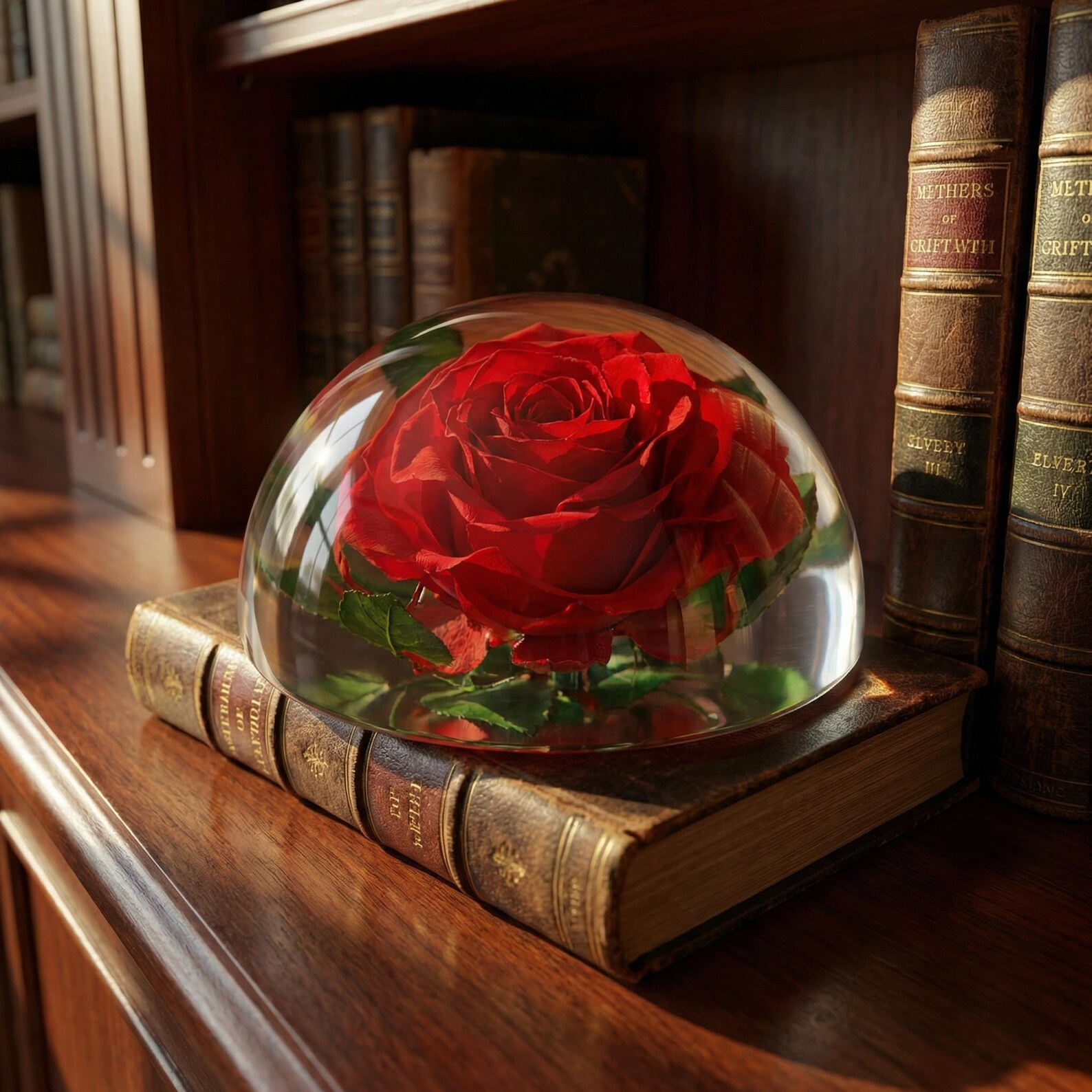 Preserved Red Rose Resin Half Dome, Forever Rose Gift for Her ...