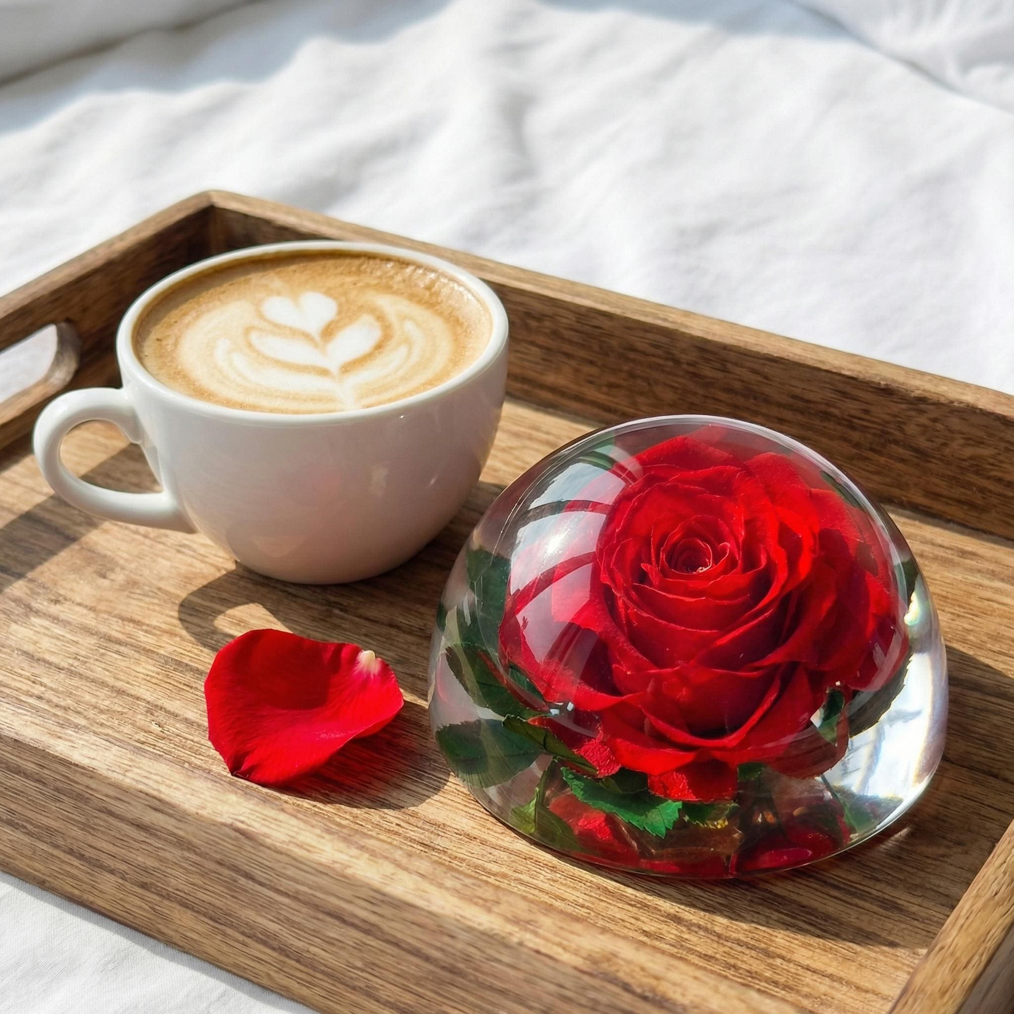 Preserved Red Rose Resin Half Dome, Forever Rose Gift for Her ...