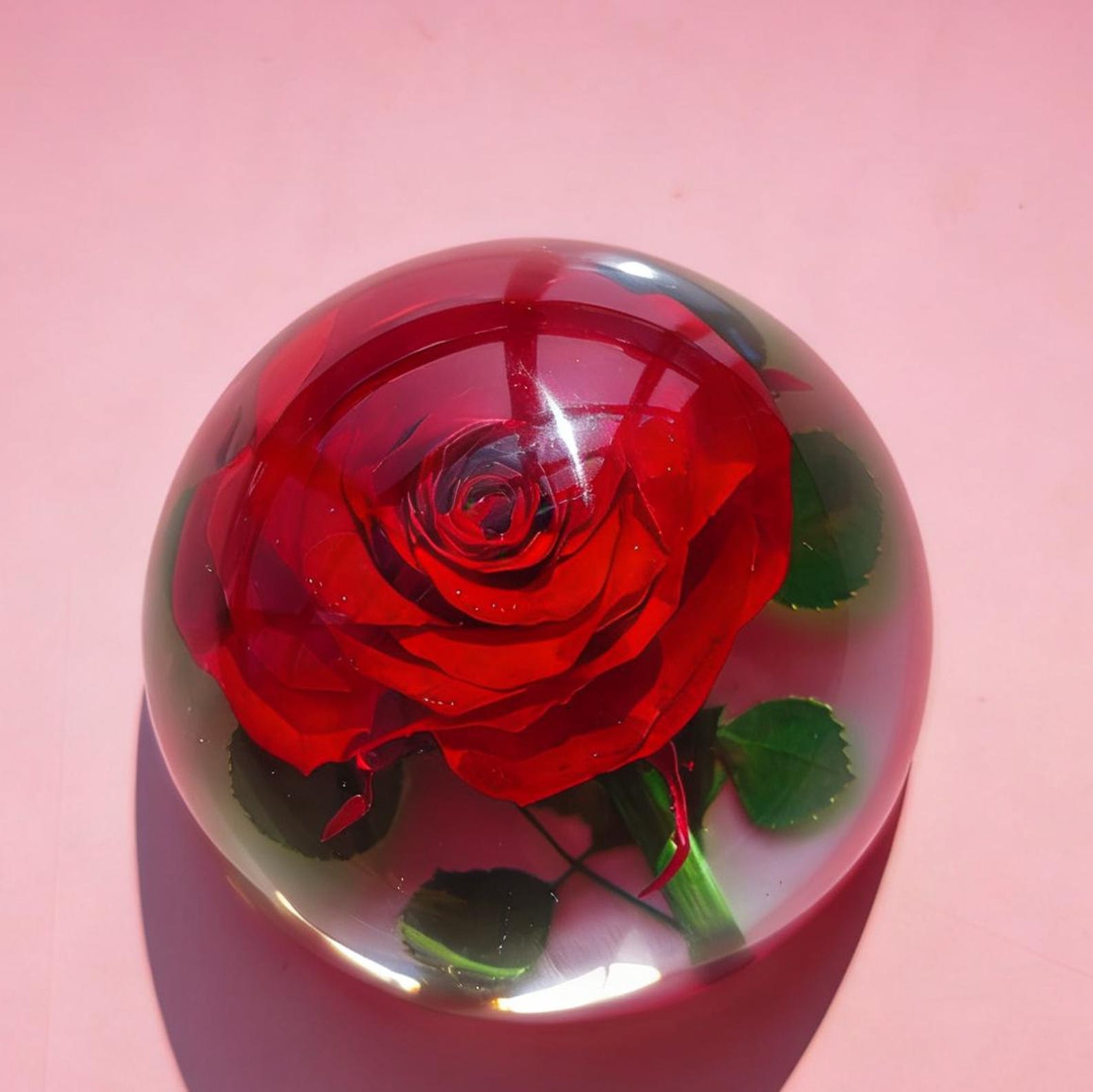 Preserved Red Rose Resin Half Dome, Forever Rose Gift for Her ...