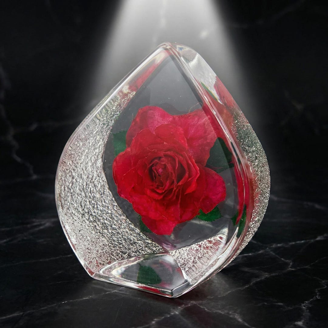 Eternal Red Rose Resin Sculpture, Preserved Rose Art Decor, Romantic ...