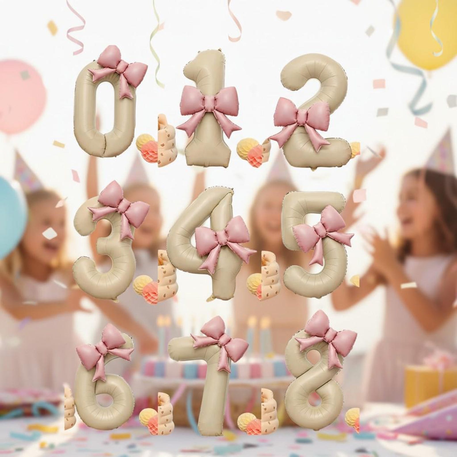 40-inch Oversized Number Balloon With Pink Bow | Birthday Anniversary ...