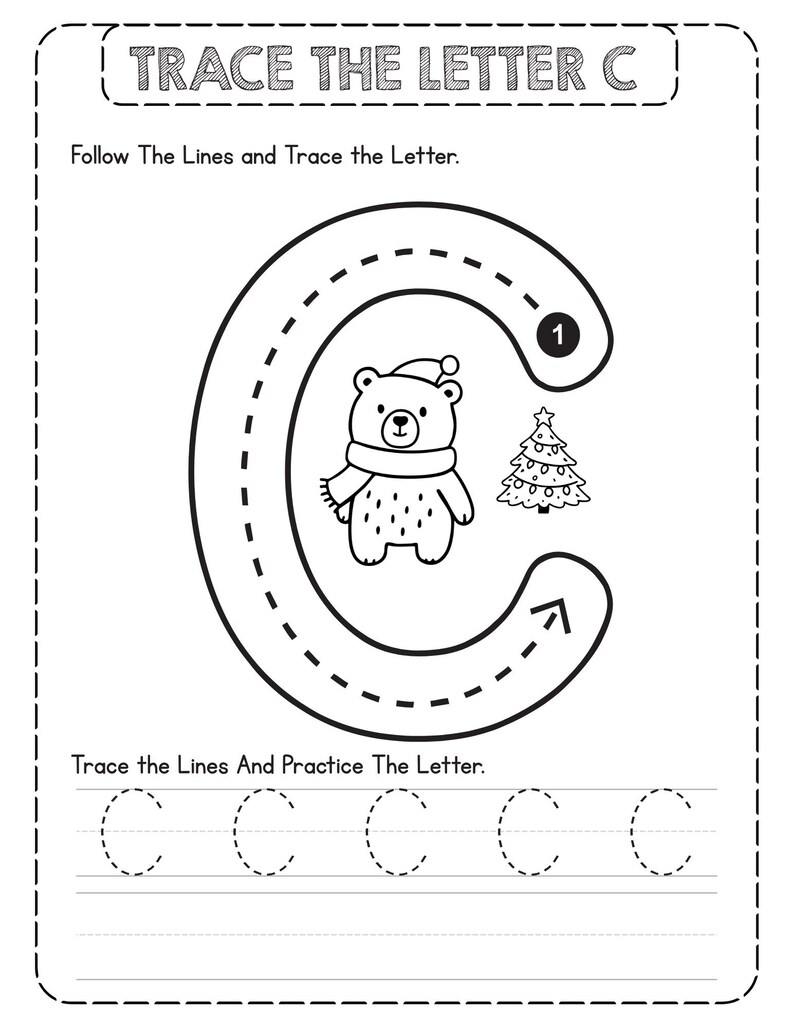 Christmas Alphabet Tracing Worksheets A–G | Preschool & Kindergarten ...