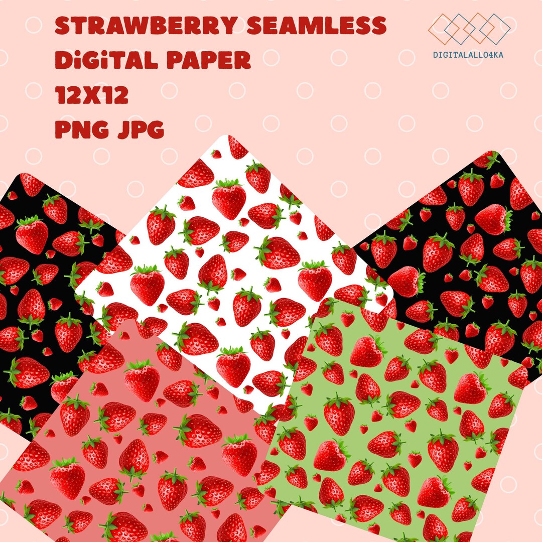 Strawberry Digital Paper, Strawberry, Berry, Strawberry Pattern ...