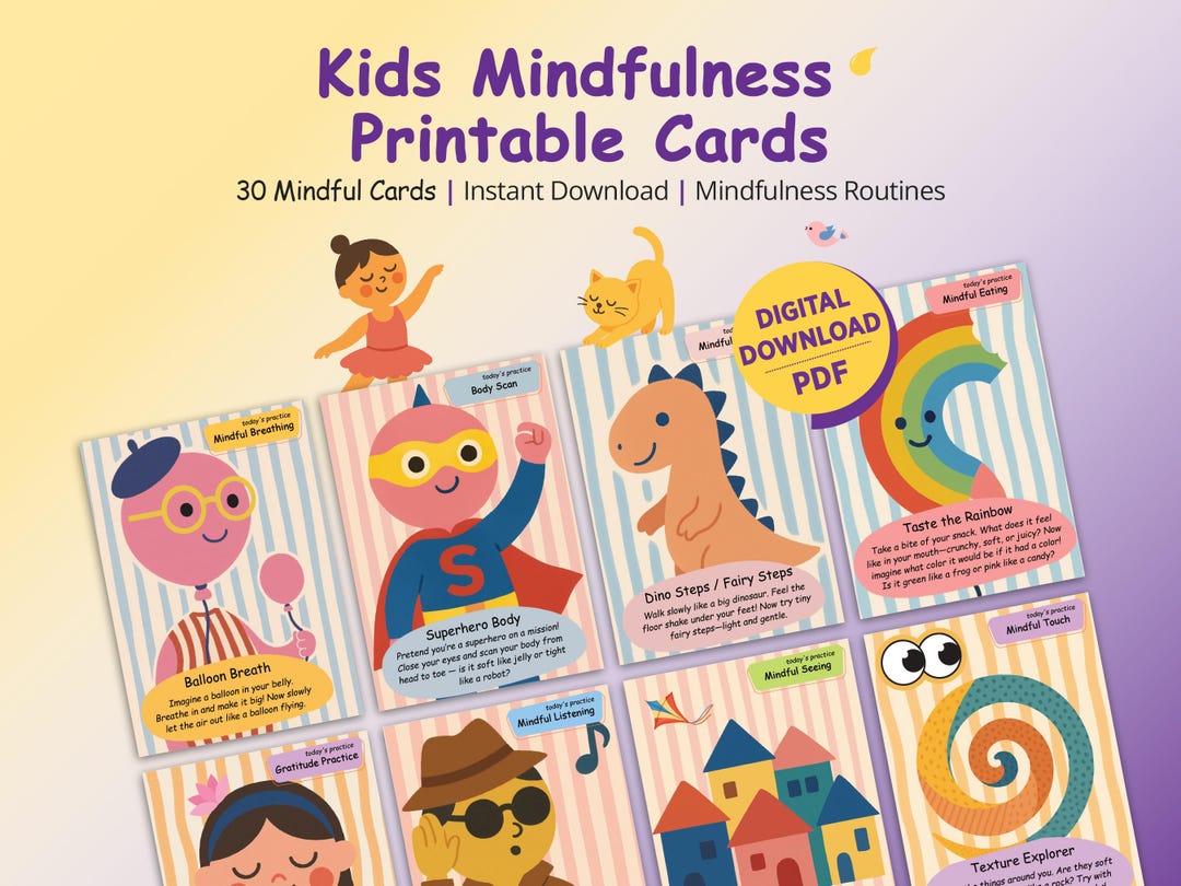 Kids Mindfulness Coping Skills Cards | Calm Down Corner & Emotional ...