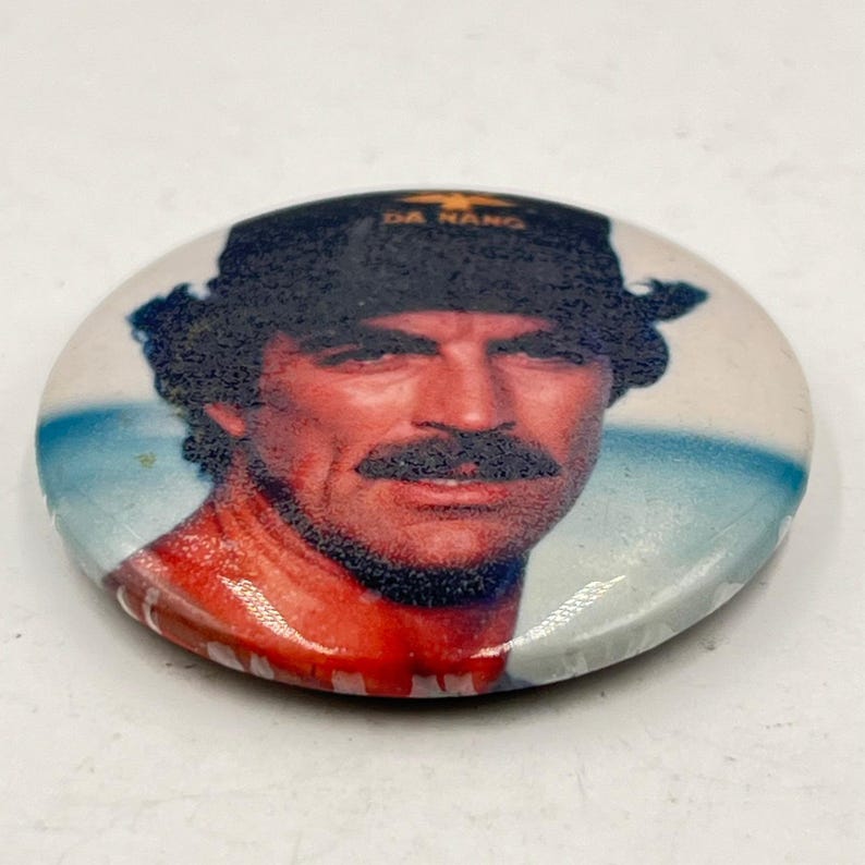 Vintage Tom Selleck Magnum P.I. Da Nang Cap Photo Pinback Button Badge ...