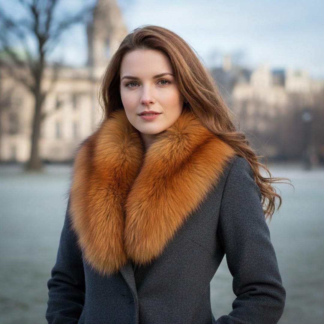 Real Gold Fox Detachable Fur Collar Men Women New Authentic Genuine ...
