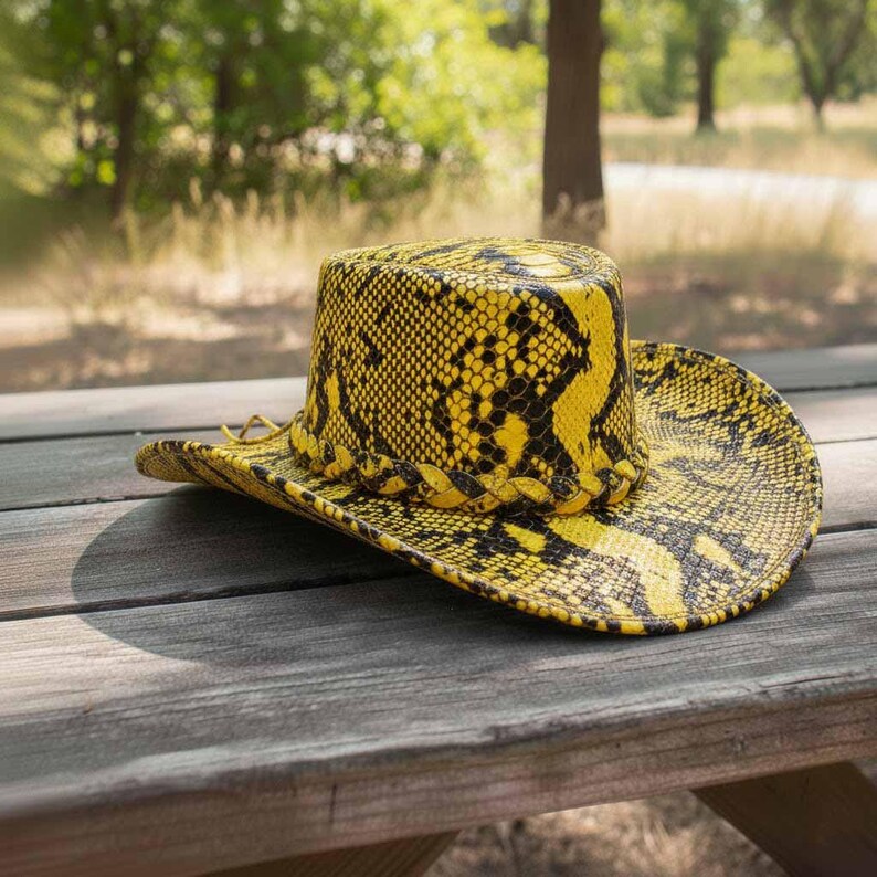 Luxury Snakeskin Leather Cowboy Hat: Handmade Python Hat - Etsy