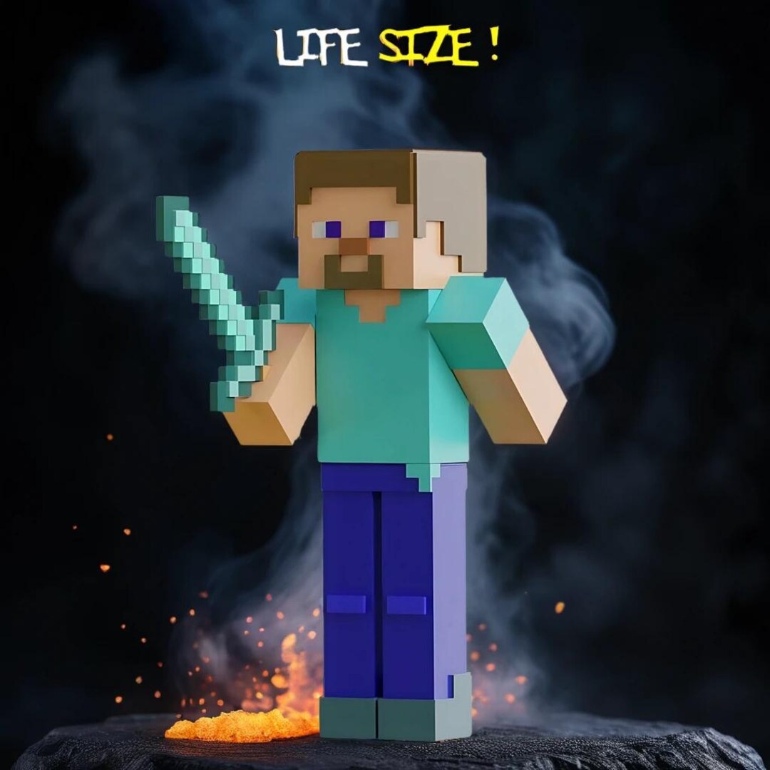Life Size Steve Minecraft | Block Hero Statue STL | 3D Print ...