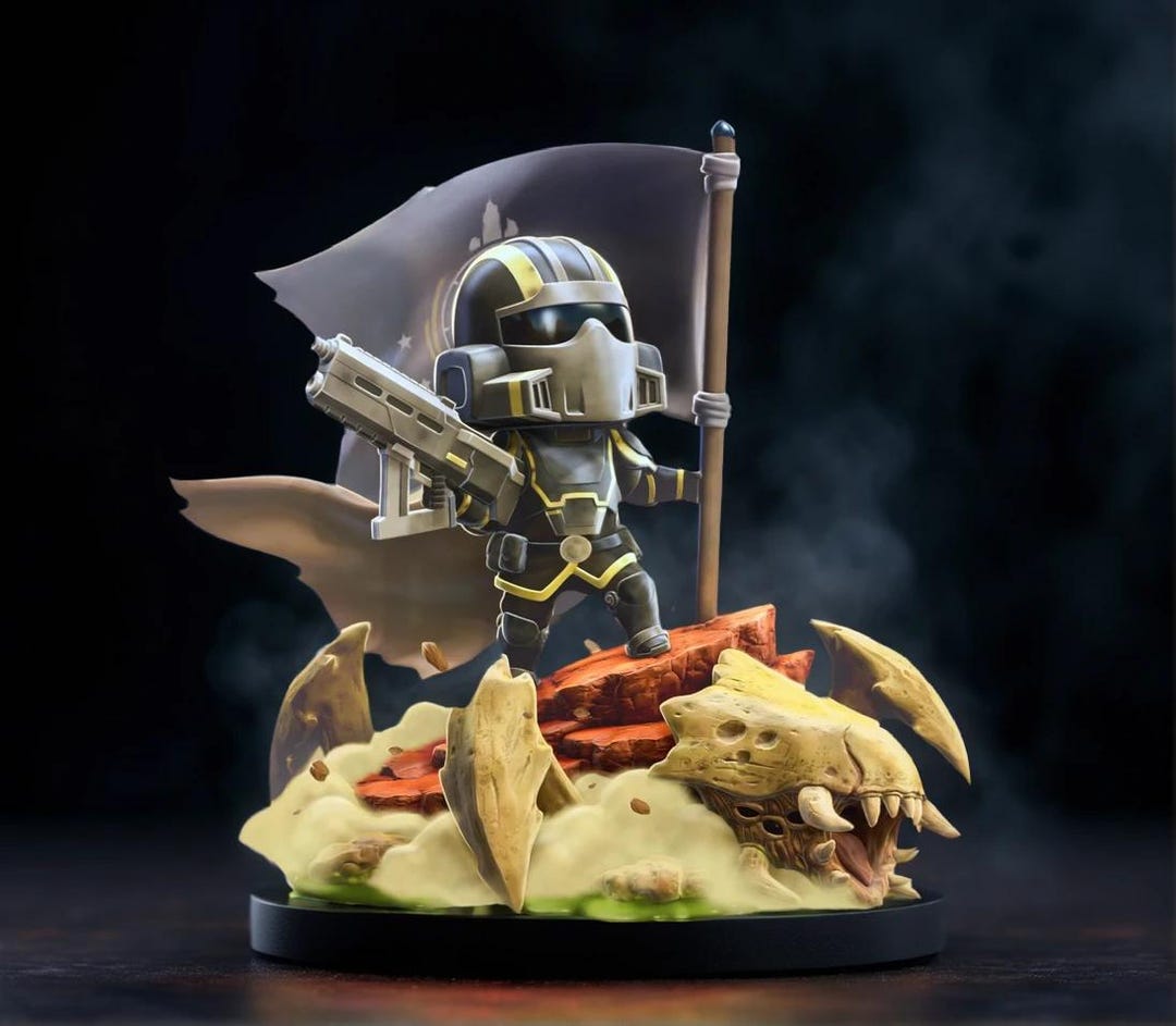 Chibi Helldiver STL 3D Print | Mini Space Trooper Statue | Cute 3D ...