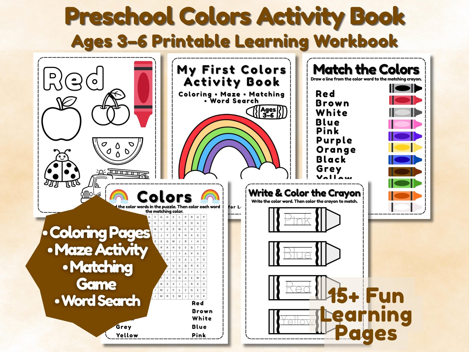 Preschool Colors Activity Book Printable: Learn Color Recognition ...