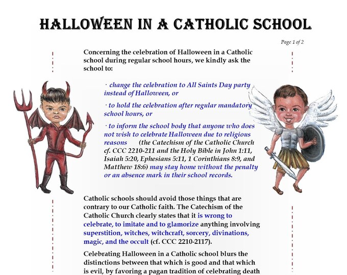 Halloween Party in a Catholic School, Halloween in the Bible Letter ...