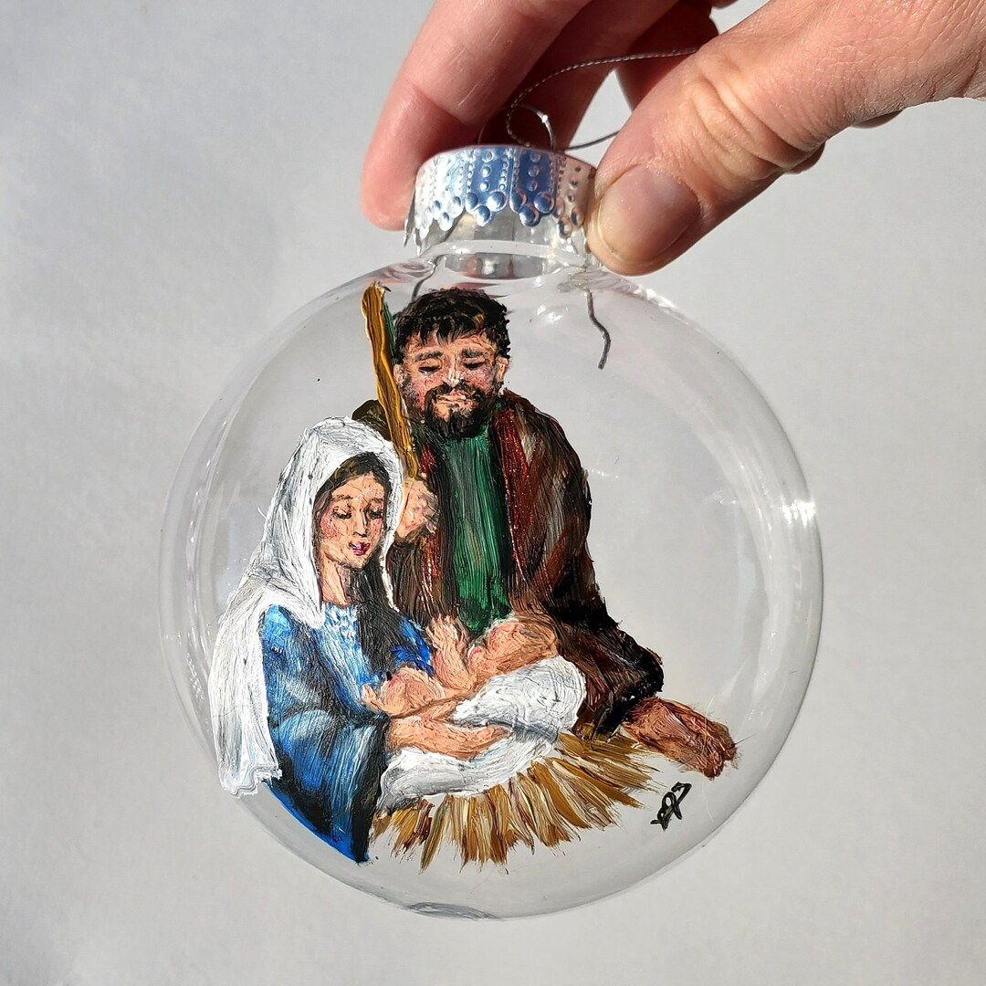Nativity Ornament, Handmade Holy Family, Joseph Mary and Baby Jesus ...