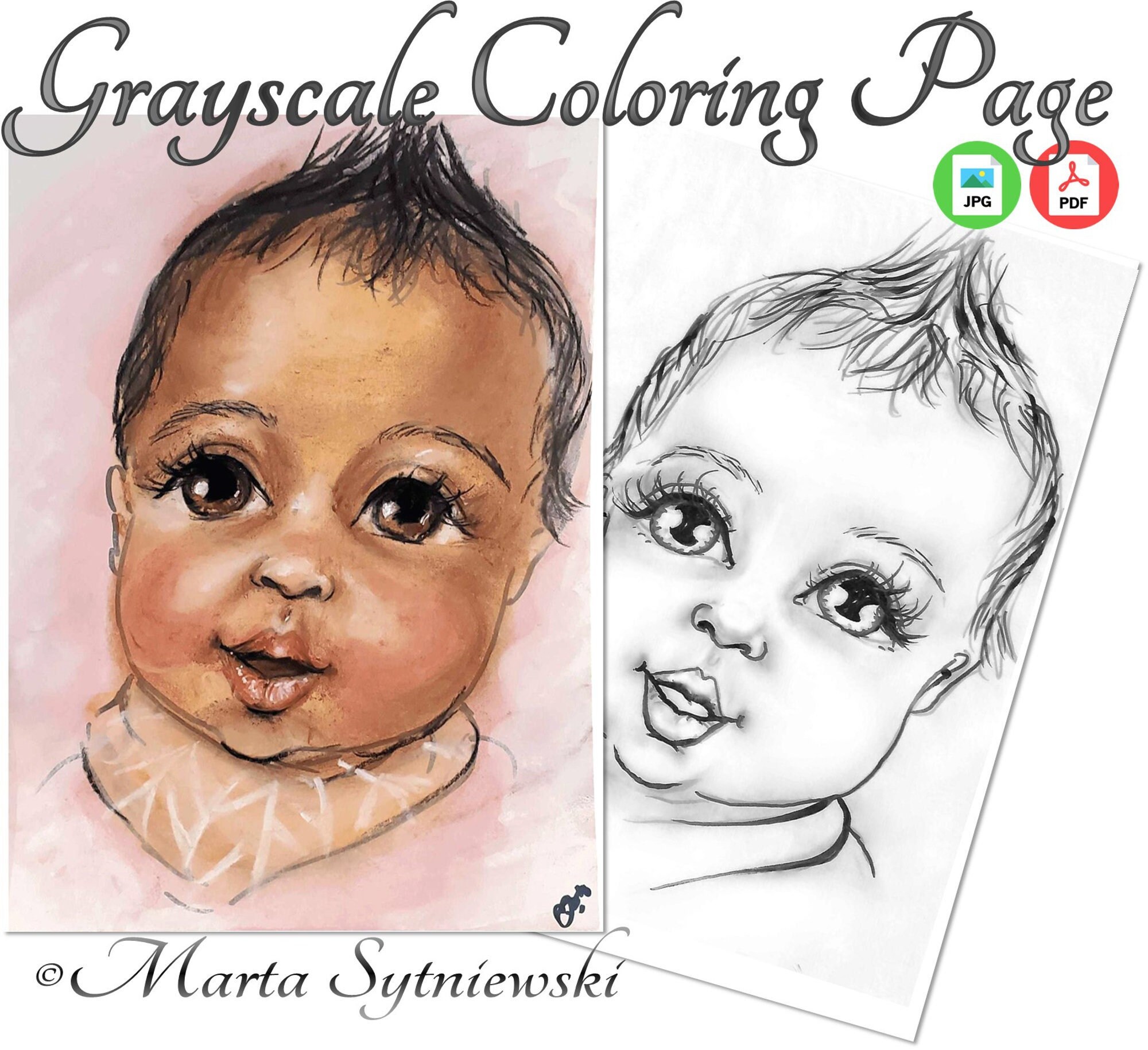 Baby Mohawk Coloring Page for Adults and Kids Portrait - Etsy Ireland