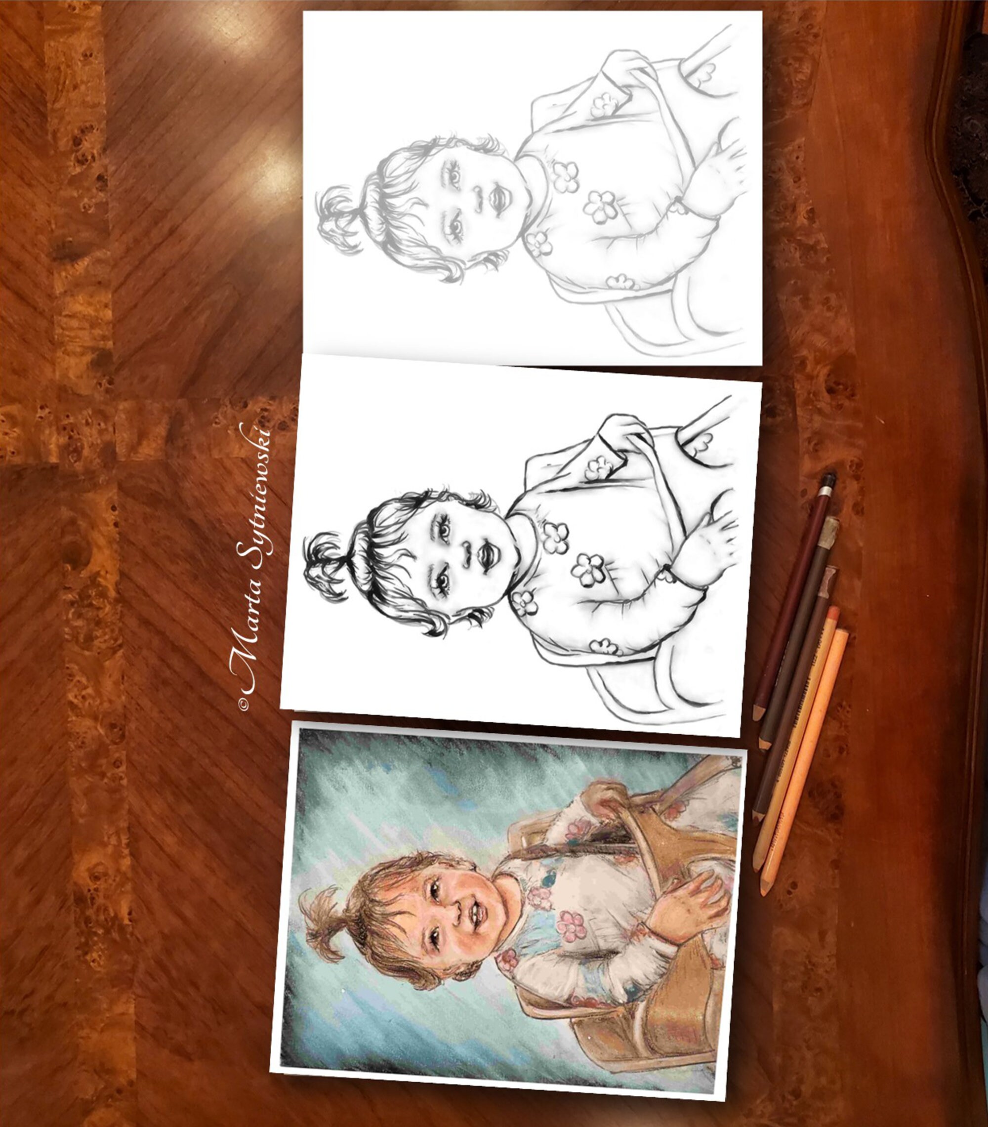 Baby Portrait Coloring Page, Art Therapy Activity Grayscale Coloring ...