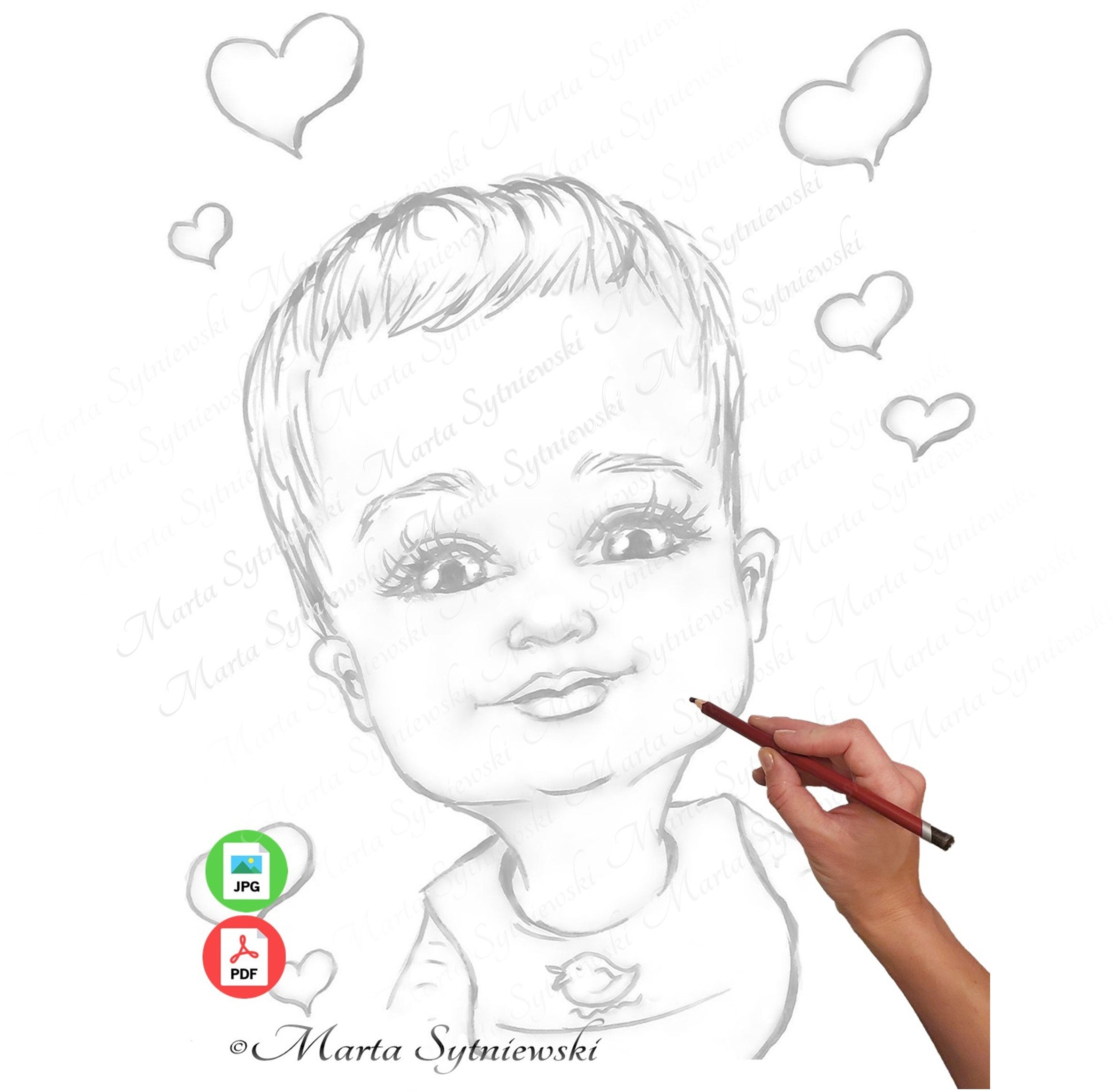 Baby Bib Coloring Page for Adults and Kids, Art Theraphy Positive ...
