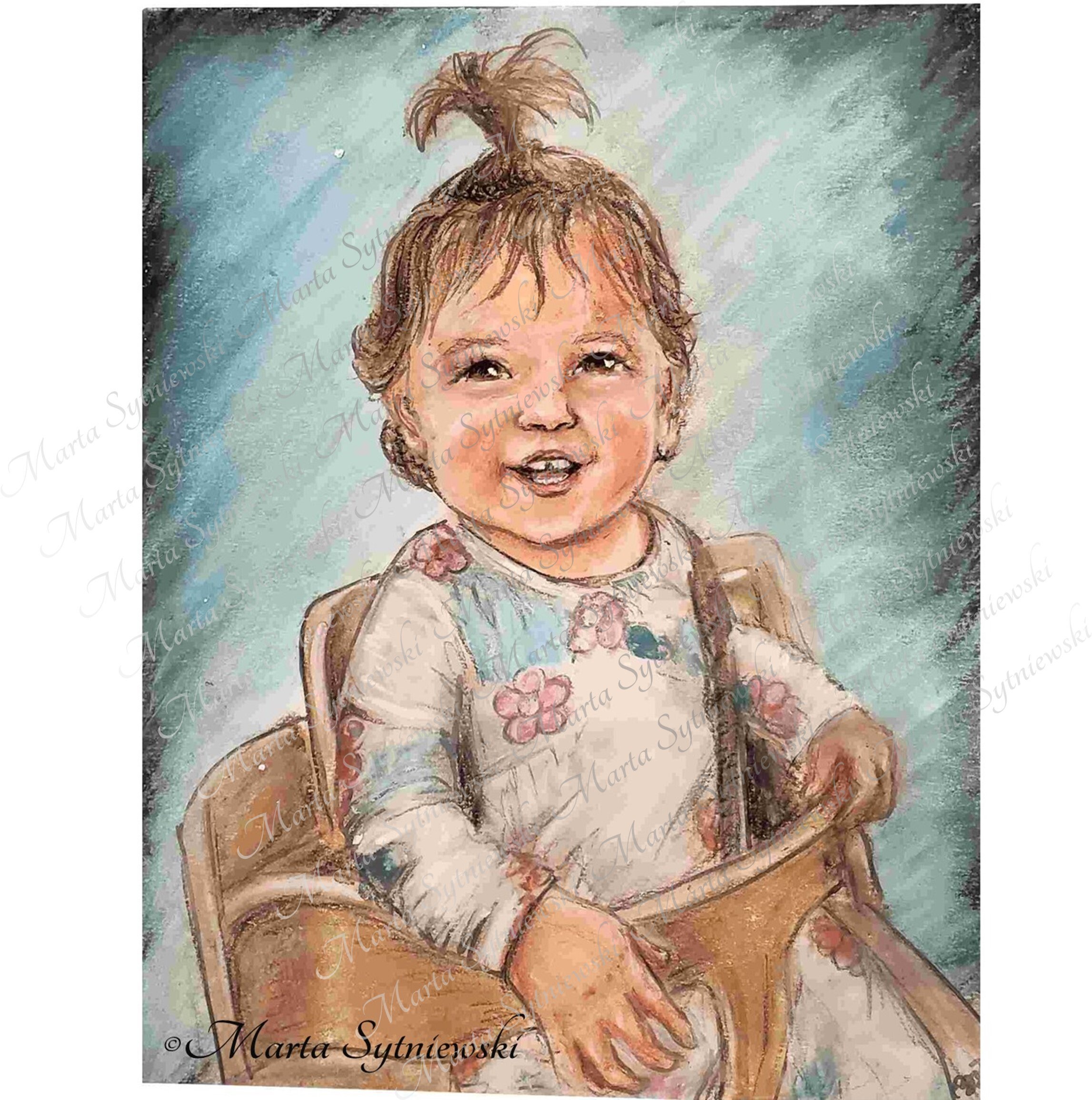 Baby Portrait Coloring Page, Art Therapy Activity Grayscale Coloring ...