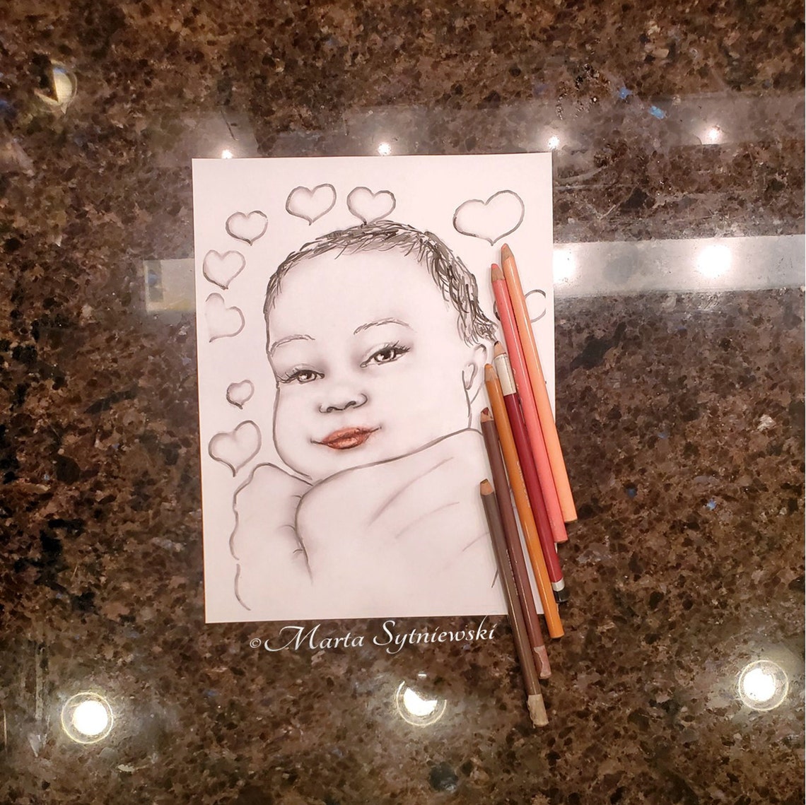Newborn Baby Coloring Page, Adult Coloring Page Printable, Digital ...