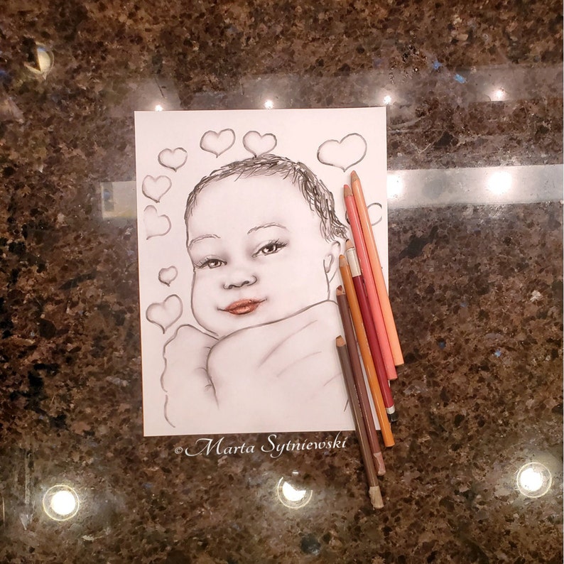 Newborn Baby Coloring Page, Adult Coloring Page Printable, Digital ...