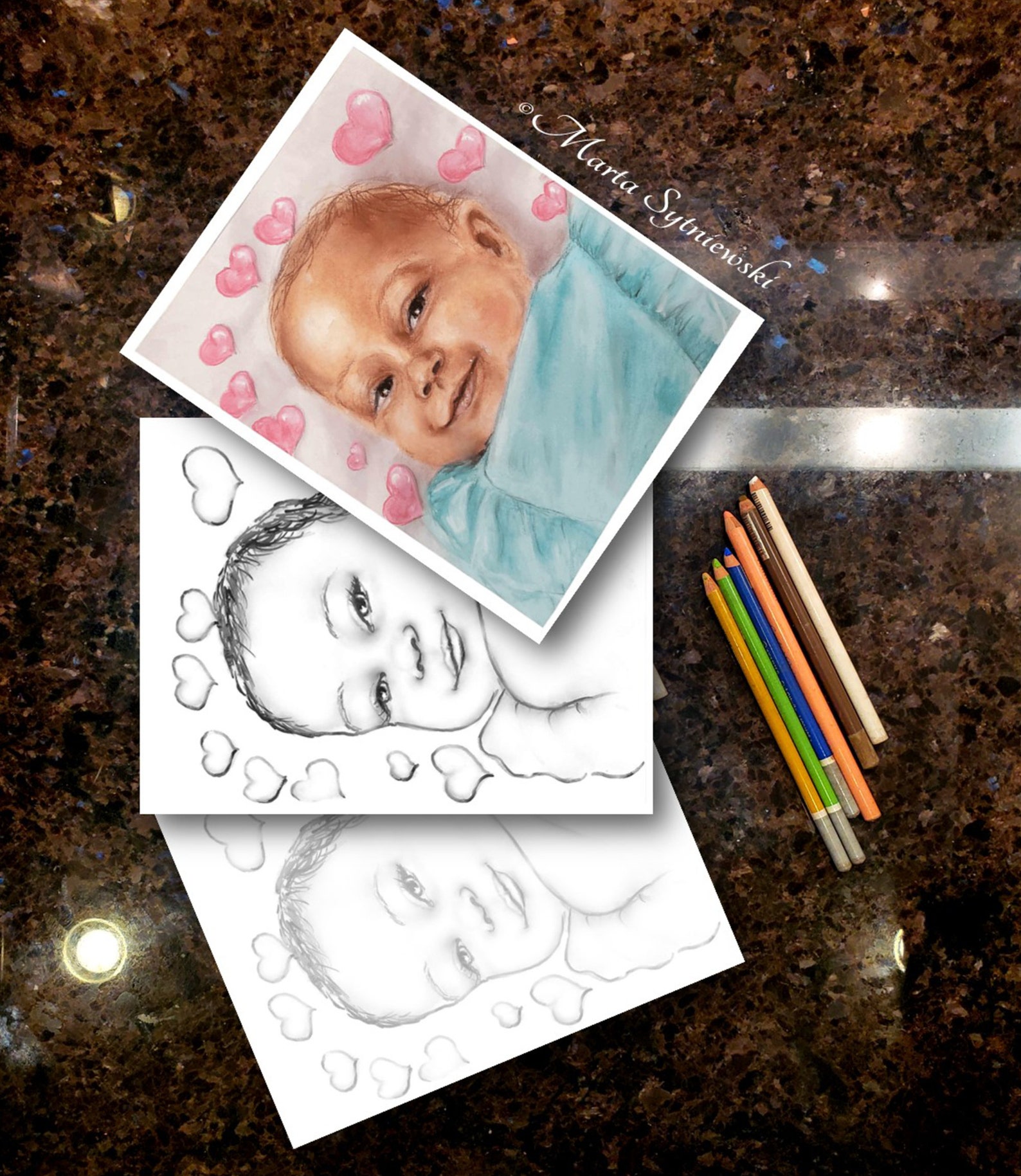 Newborn Baby Coloring Page, Adult Coloring Page Printable, Digital ...