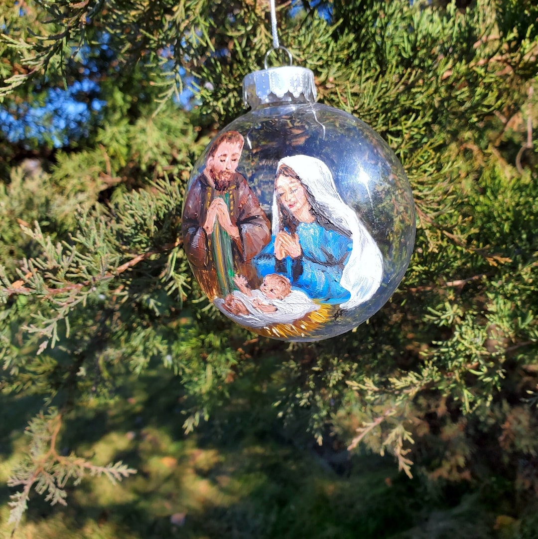 Mary Joseph and Baby Jesus Ornament, Handmade Christmas Ornament ...
