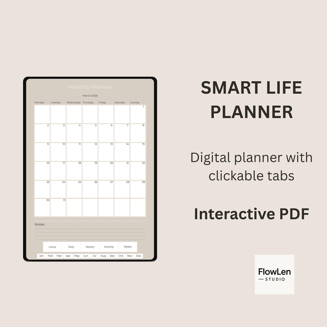 Smart Life Planner Sand • Interactive Digital Planner PDF • Daily ...