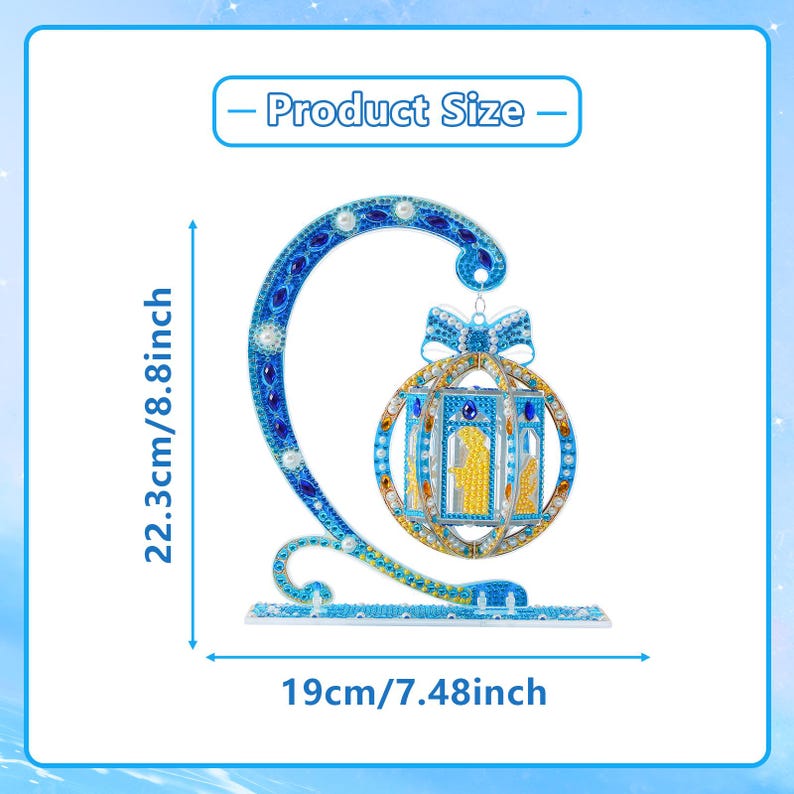 DIY 3D Acrylic Diamond Painting Lantern Stand, Blue Rhinestone Candle ...