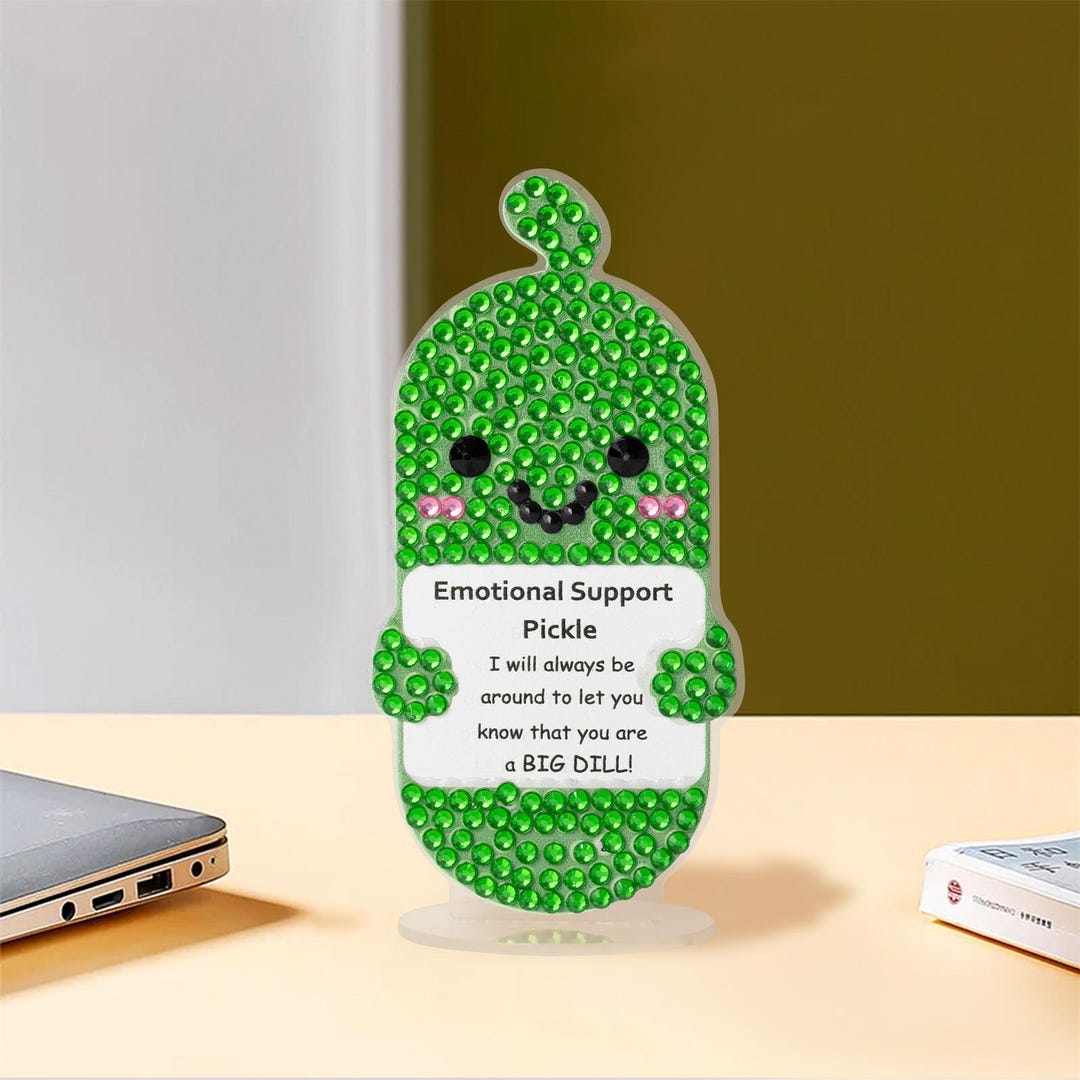 Acrylic Emotional Support Pickle Diamond Painting Decor - DIY Diamond ...
