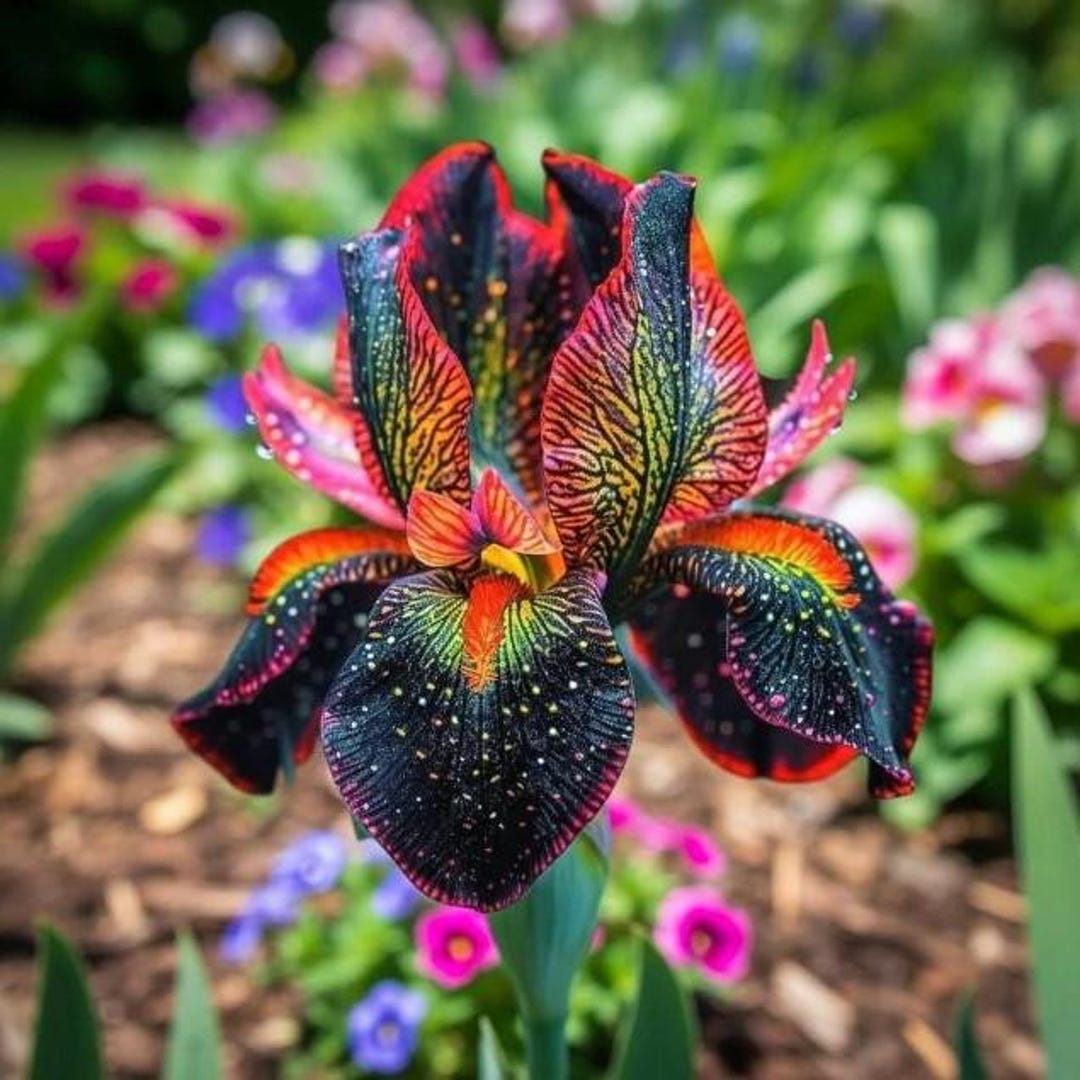 Bearded Iris Seeds 50, Fire Glow Pattern, Vibrant Red Black Flowers - Etsy