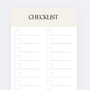 Simple Checklist Template: Printable & Fillable (PDF) - Etsy