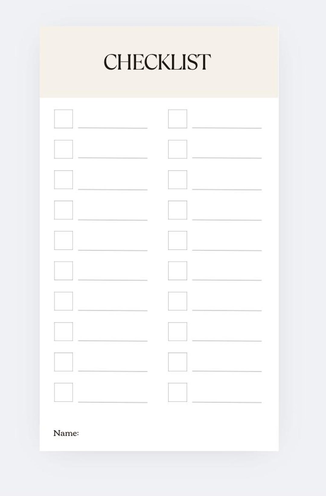 Simple Checklist Template: Printable & Fillable (PDF) - Etsy
