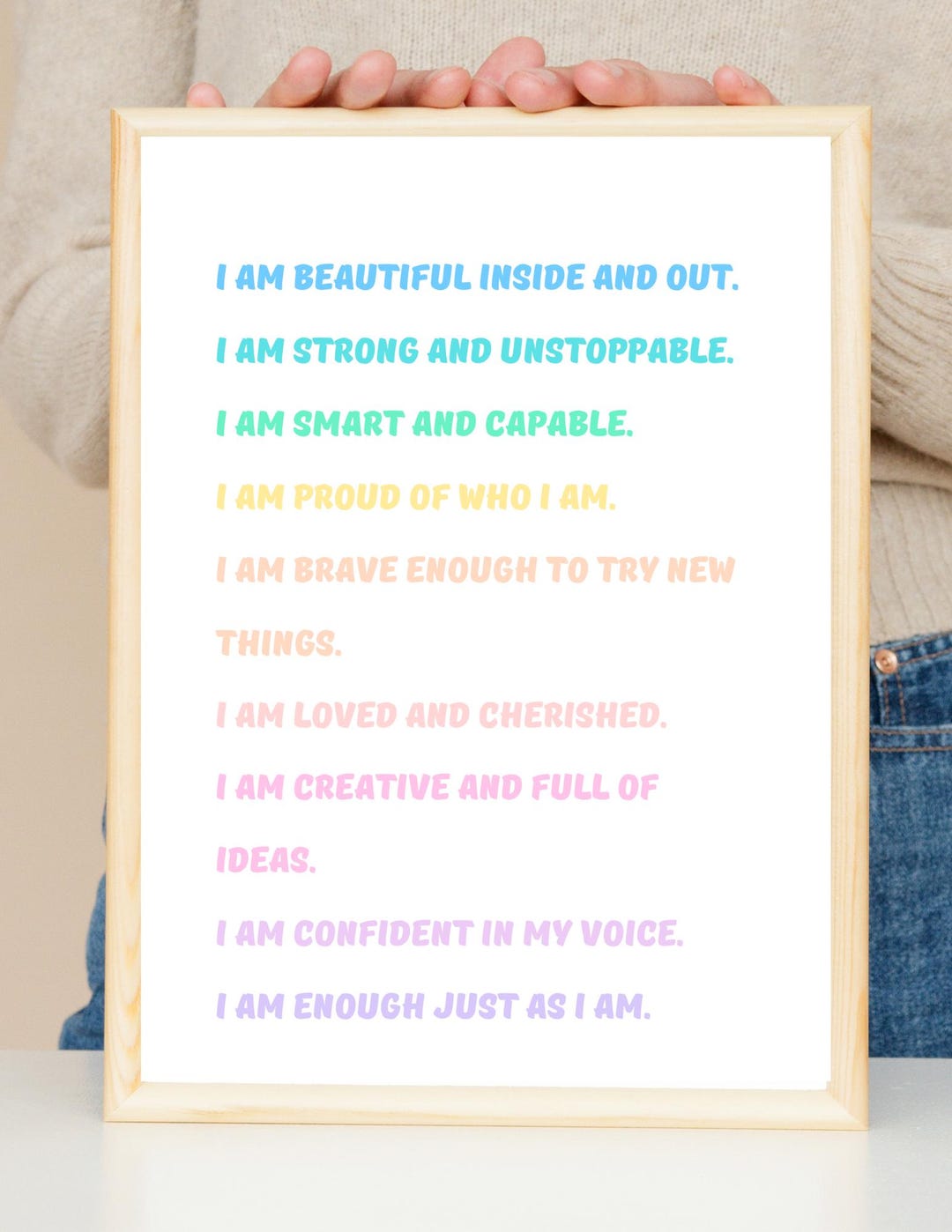 I Am Affirmations Poster – Positive Wall Art for Kids & Adults (digital ...