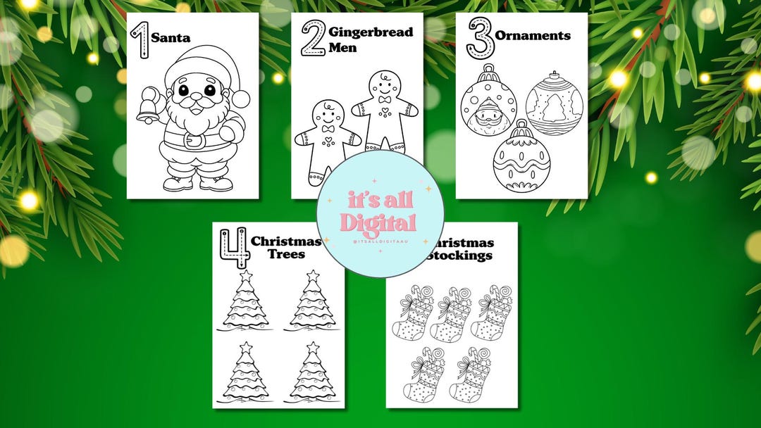 Christmas Counting Coloring Pages | Kids Activity (digital Download) - Etsy