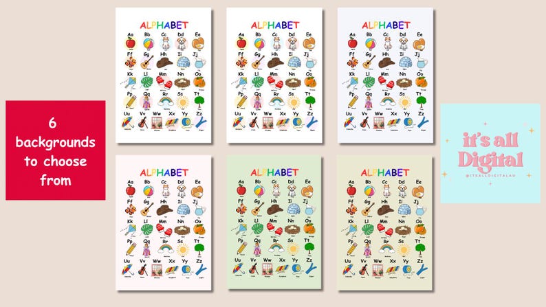 Colorful Alphabet Poster | ABC Wall Art for Kids | Educational ...