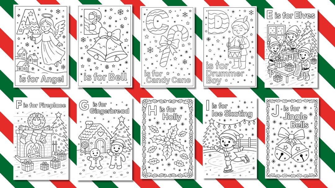 Christmas Alphabet Coloring Book for Kids | Printable ABC Pages (PDF ...