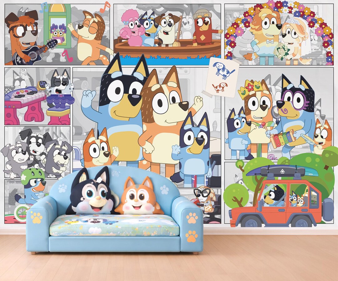 Bluey Wallpaper Chilli Heeler Wall Decal Blue Monster Wall Sticker ...