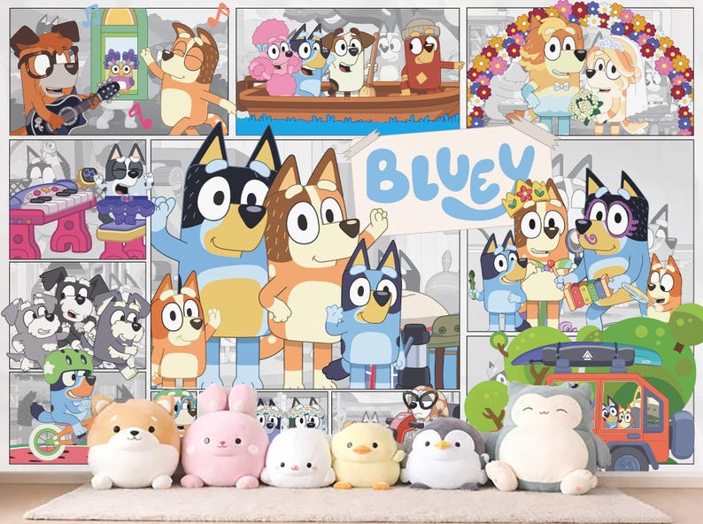 Bluey Wallpaper Chilli Heeler Wall Decal Blue Monster Wall Sticker ...