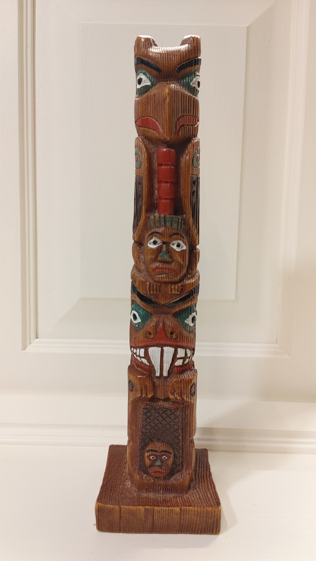 Vintage Totem Story Pole With Hand Painted Details Figurine Numbered ...
